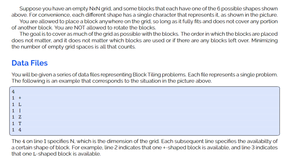 Solved Suppose you have an empty NxN grid, and some blocks | Chegg.com