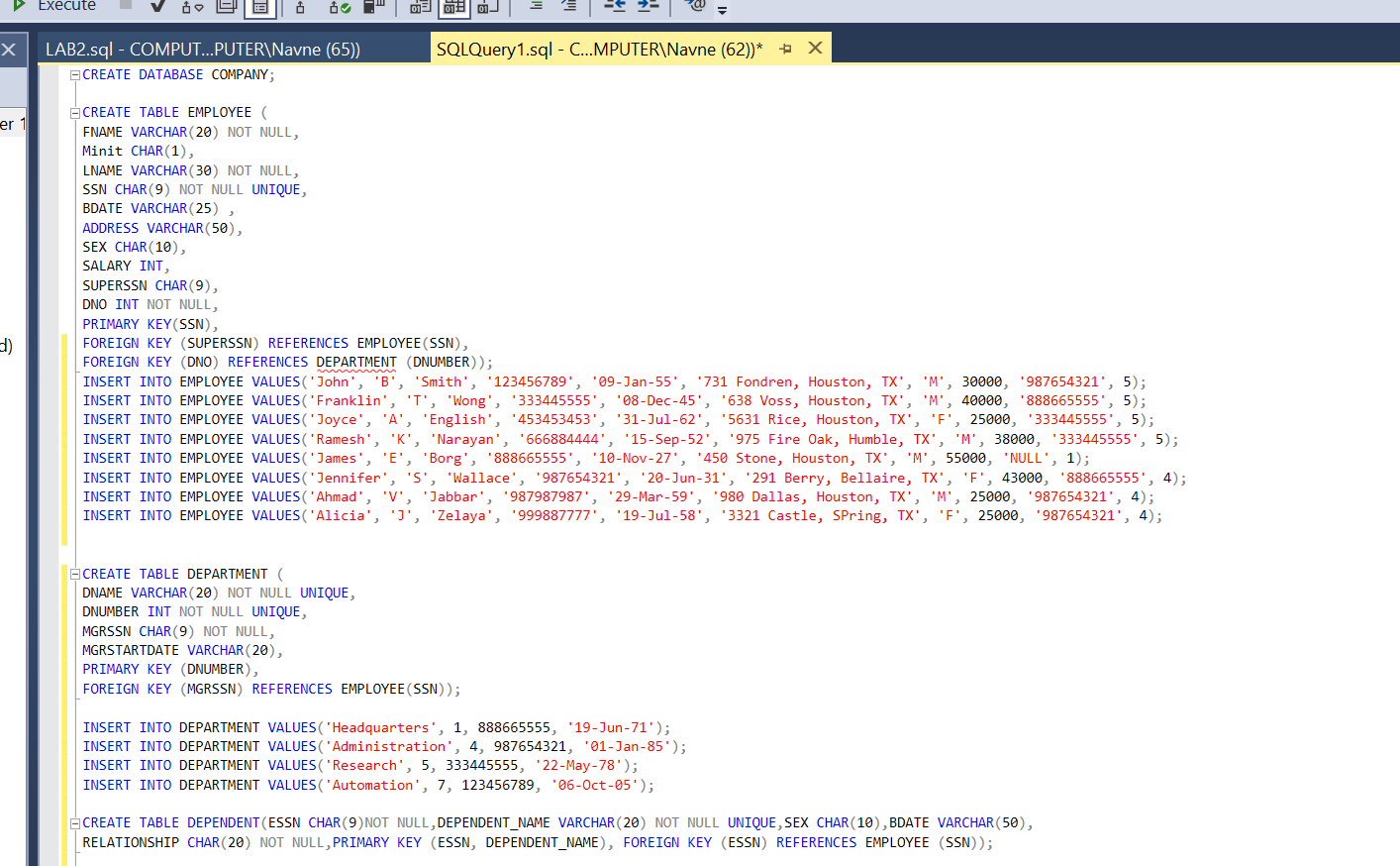 Solved I AM HAVING ERROR ON EMPLYOEE TABLE WHILE ADDING | Chegg.com