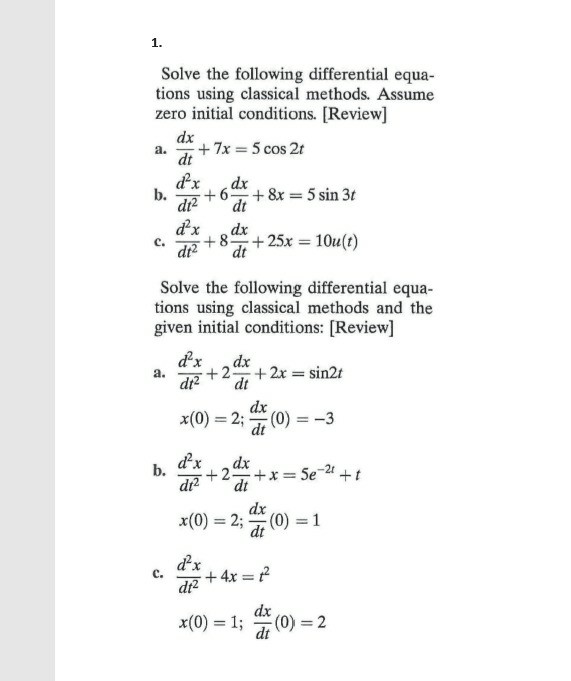 Solved Solve the following differential equa- tions using | Chegg.com