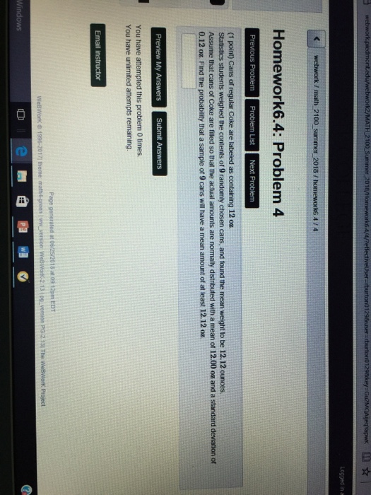 Solved k2/MATH 2100 Su 2018/Hon Homework6.4: Problem 4 | Chegg.com
