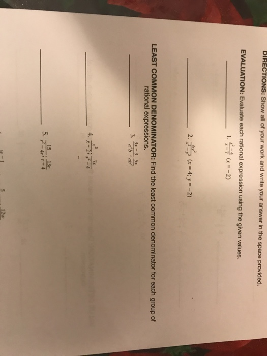 Solved DIRECTIONS: Show all of your work and write your | Chegg.com