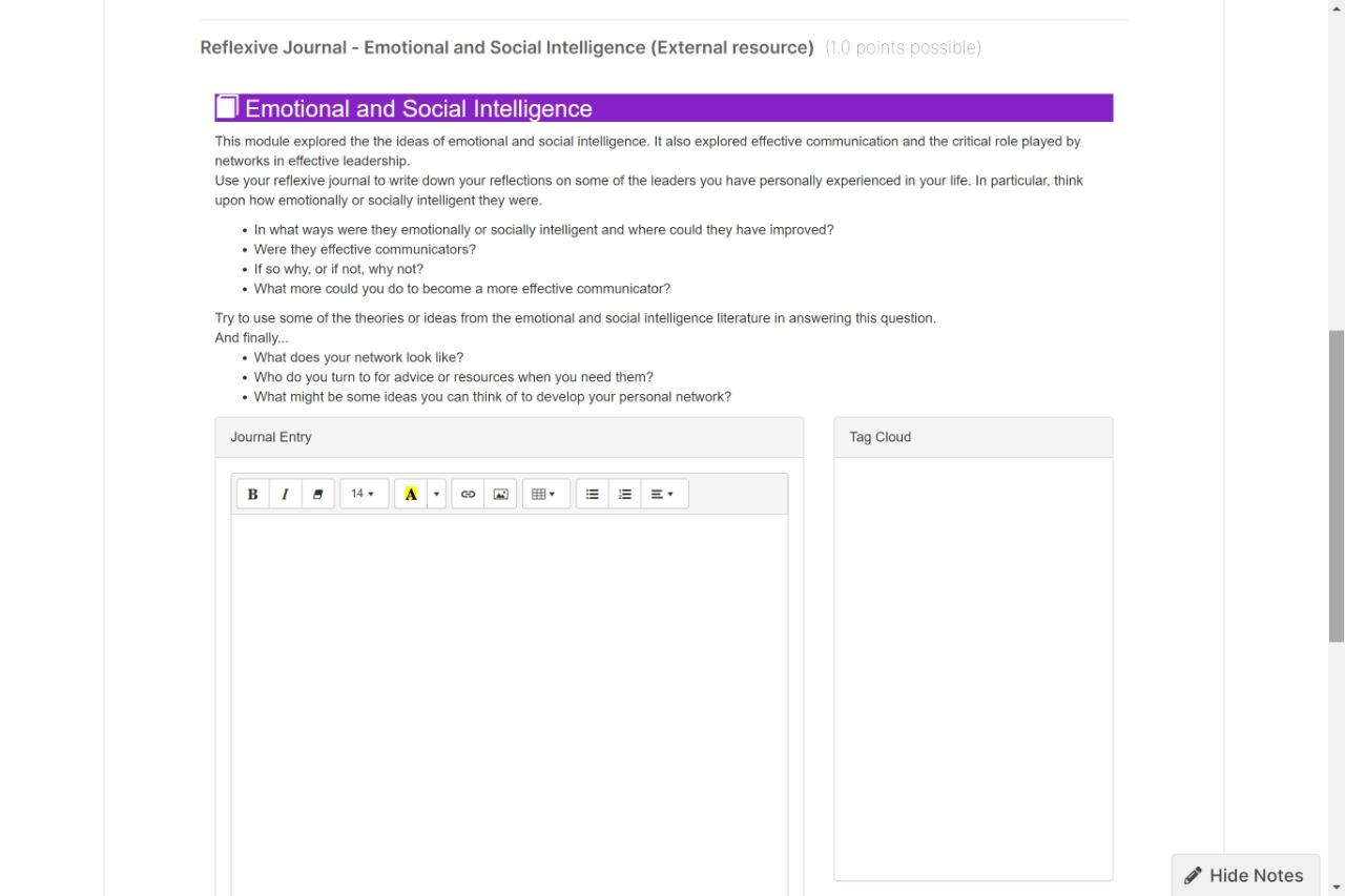 Solved Reflexive Journal - Emotional and Social Intelligence | Chegg.com