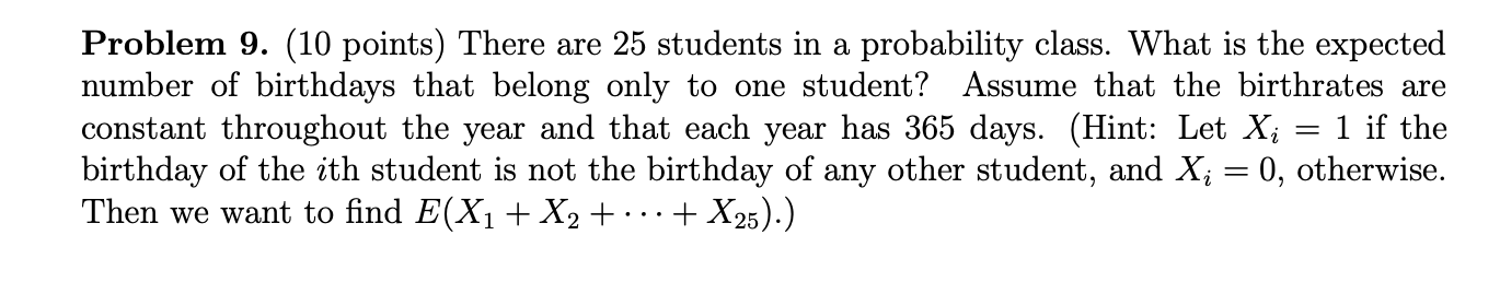 Solved Problem 9. (10 points) There are 25 students in a | Chegg.com