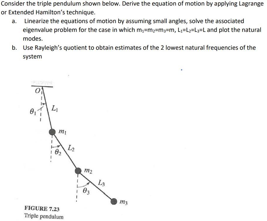Solved Consider the triple pendulum shown below. Derive the | Chegg.com