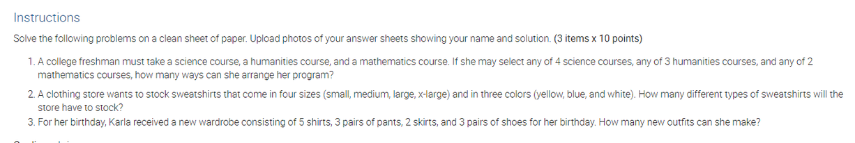 Solved Instructions Solve the following problems on a clean | Chegg.com