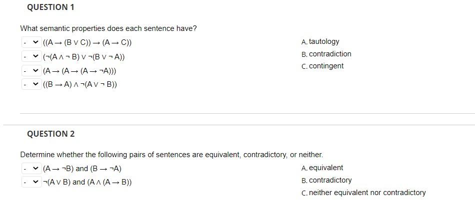 Solved QUESTION 1 What semantic properties does each | Chegg.com