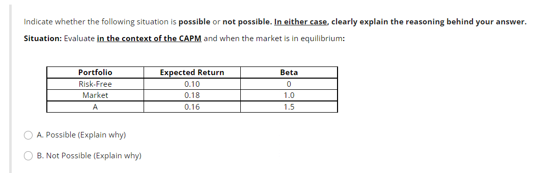 Solved Indicate whether the following situation is possible | Chegg.com