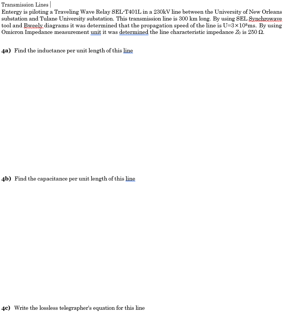 Solved Transmission Lines Entergy is piloting a Traveling | Chegg.com