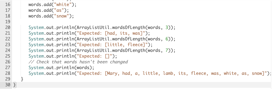 Solved Write a method that returns all strings from an array | Chegg.com