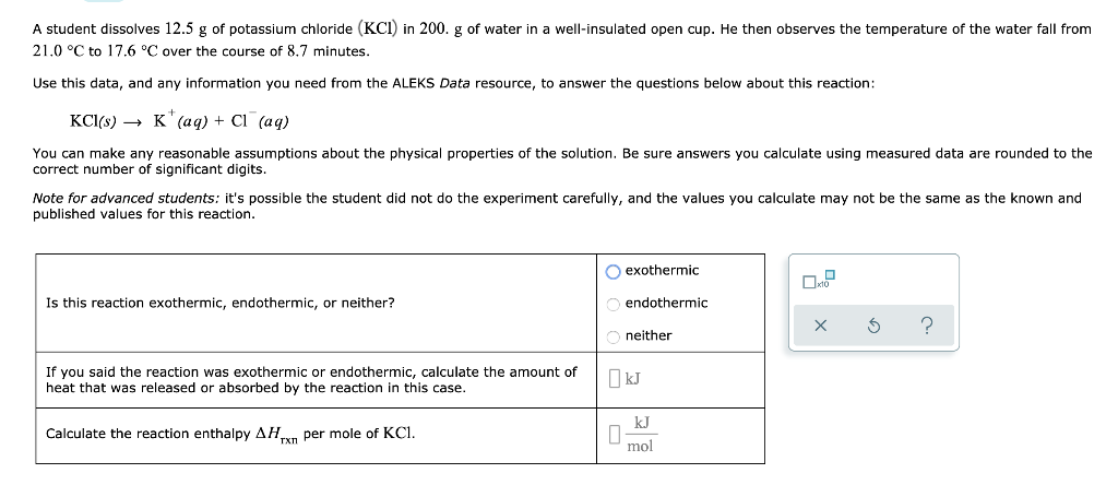 Solved A student dissolves 12.5 g of potassium chloride | Chegg.com