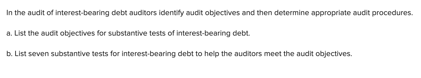Solved In the audit of interest-bearing debt auditors | Chegg.com