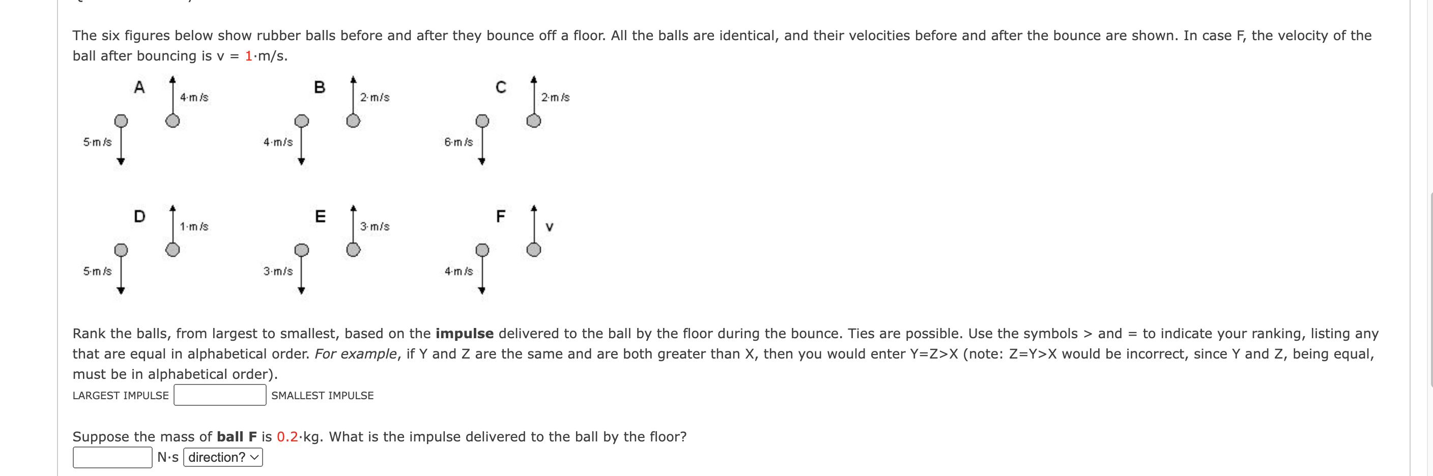 Solved ball after bouncing is v=1⋅m/s. must be in | Chegg.com