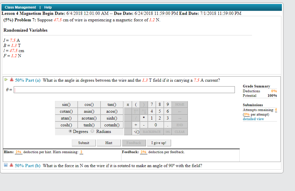 Solved Class Management Help Lesson 4 Magnetism Begin Date: | Chegg.com