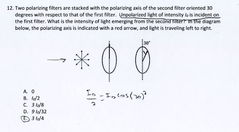 Solved 12. Two polarizing filters are stacked with the | Chegg.com