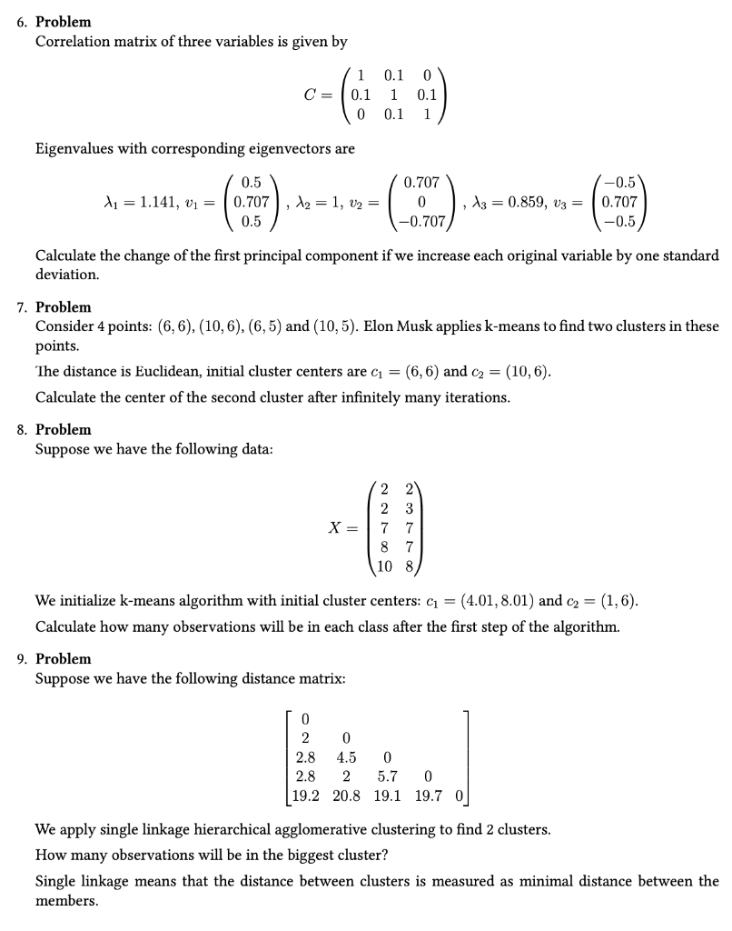 6. Problem Correlation matrix of three variables is | Chegg.com
