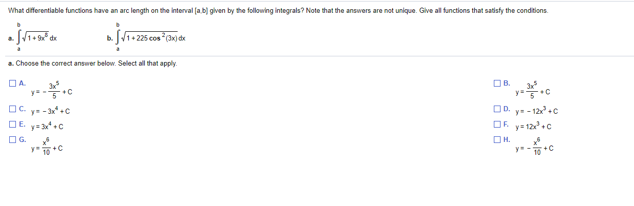 Solved What differentiable functions have an arc length on | Chegg.com