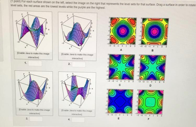 Solved (point) For each surface shown on the left, select | Chegg.com