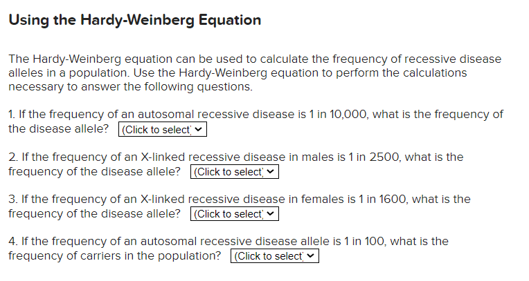 Solved Using the Hardy-Weinberg Equation The Hardy-Weinberg | Chegg.com