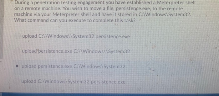Solved During a penetration testing engagement you have | Chegg.com