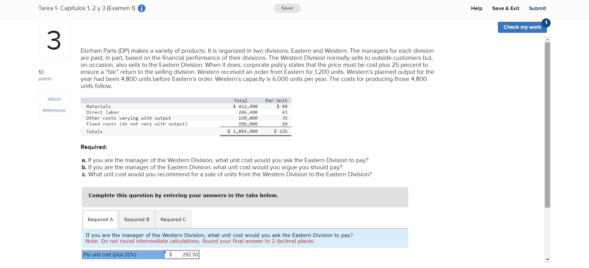 Solved Durham Parts (DP) makes a variety of products. It is | Chegg.com