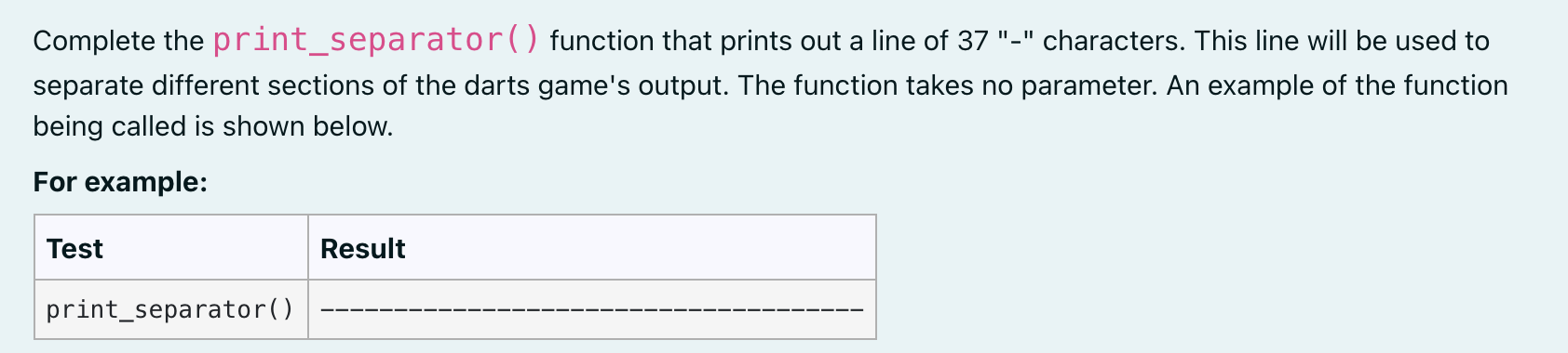Solved Complete the print_separator() function that prints | Chegg.com