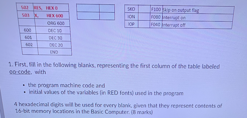 Solved The instruction set of the basic computer is given | Chegg.com