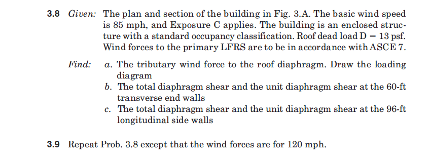 Solved 3.8 Given: The plan and section of the building in | Chegg.com