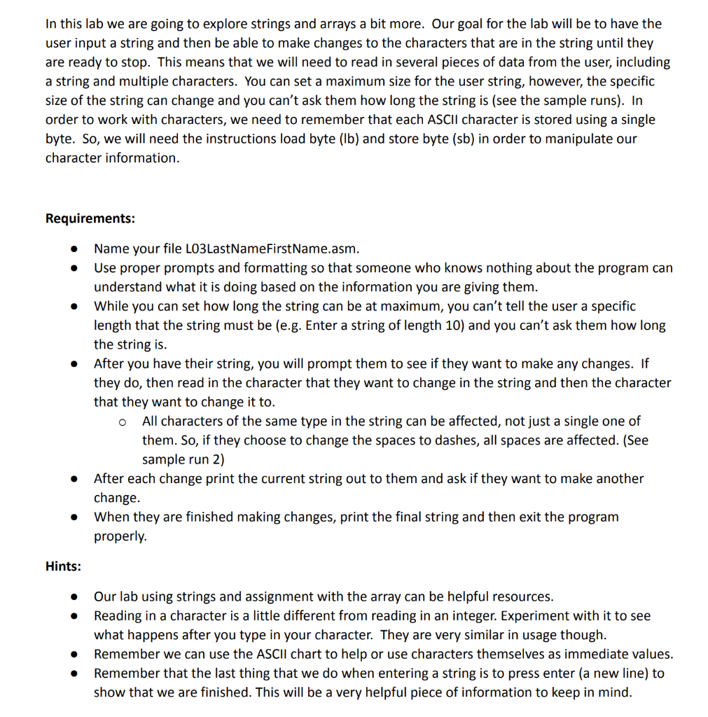 In this lab we are going to explore strings and | Chegg.com