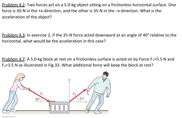 Solved Problem 4.2: Two forces act on a 5.0-kg object | Chegg.com Solved Problem 4.2: Two forces act on a 5.0-kg object | Chegg.com