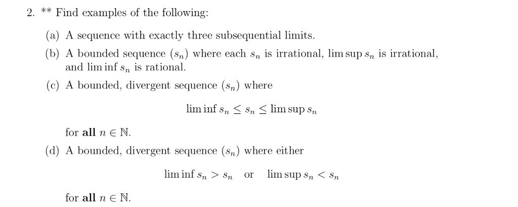 Solved 2. ** Find examples of the following: (a) A sequence | Chegg.com