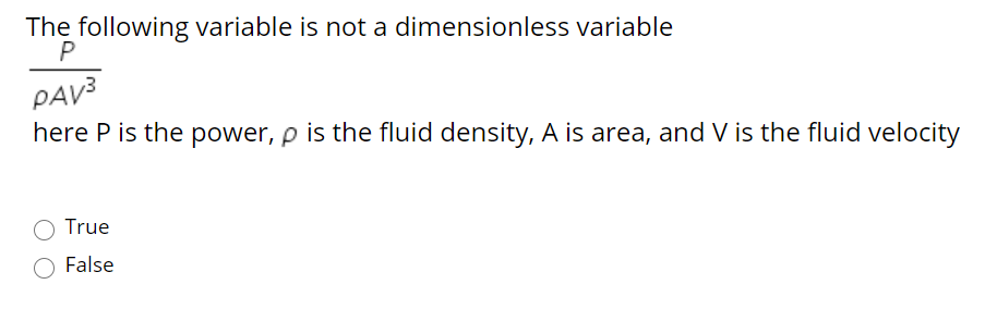 Solved The following variable is not a dimensionless | Chegg.com