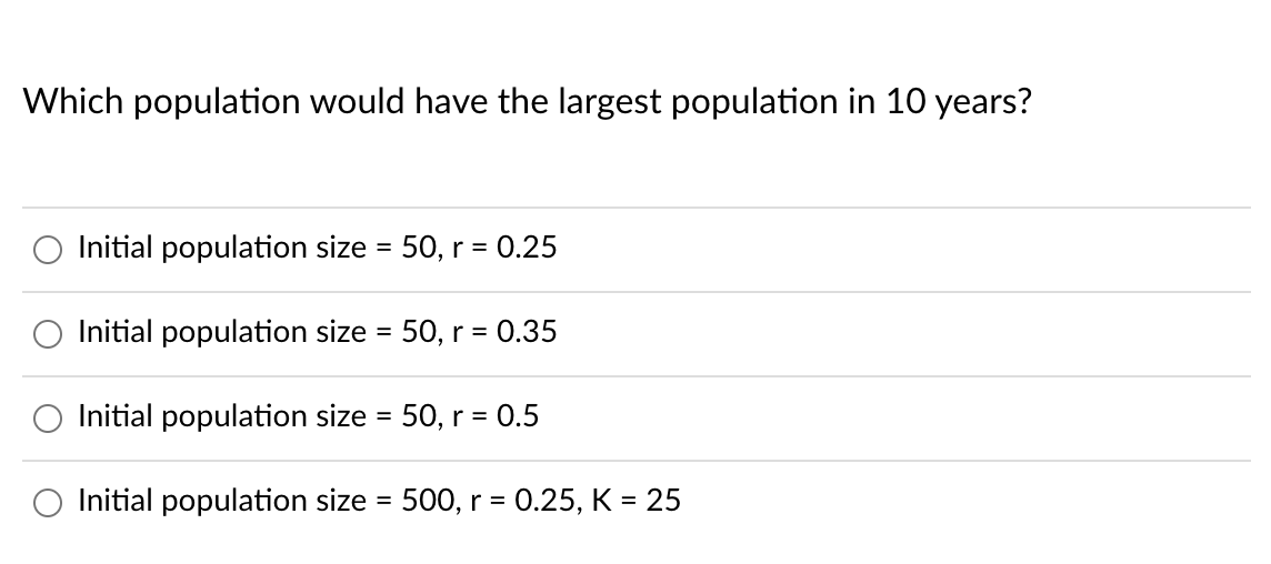 Solved Which population would have the largest population in | Chegg.com