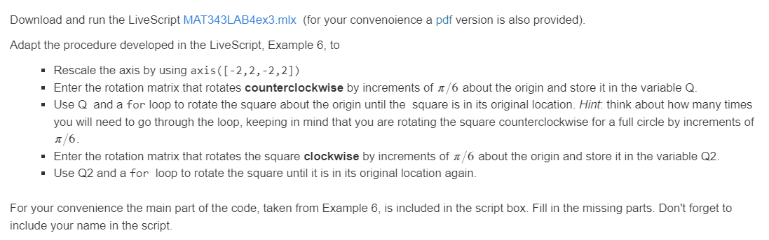 Solved Download and run the LiveScript MAT343LAB4ex3.mlx | Chegg.com