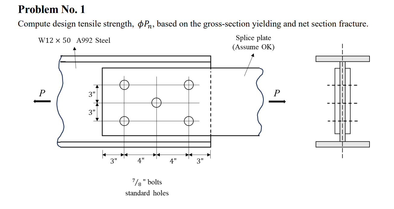 Solved Problem No. 1 Compute design tensile strength, ϕPn, | Chegg.com