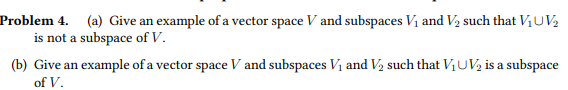 Solved Problem 4. (a) Give an example of a vector space V | Chegg.com