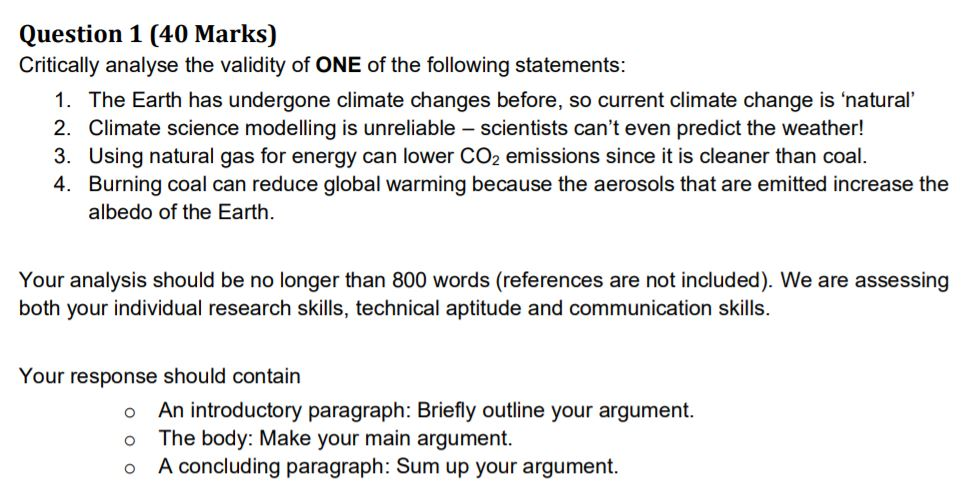 Solved Question 1 (40 Marks) Critically analyse the validity | Chegg.com