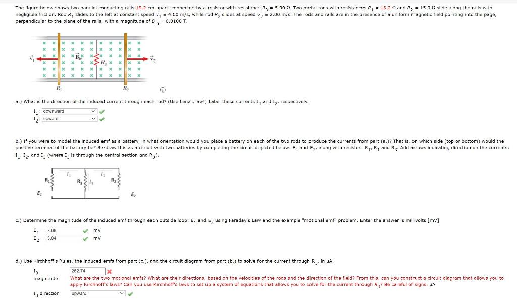 Solved The figure below shows two parallel conducting rails | Chegg.com