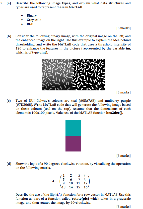 Solved 2. (a) Describe the following image types, and | Chegg.com