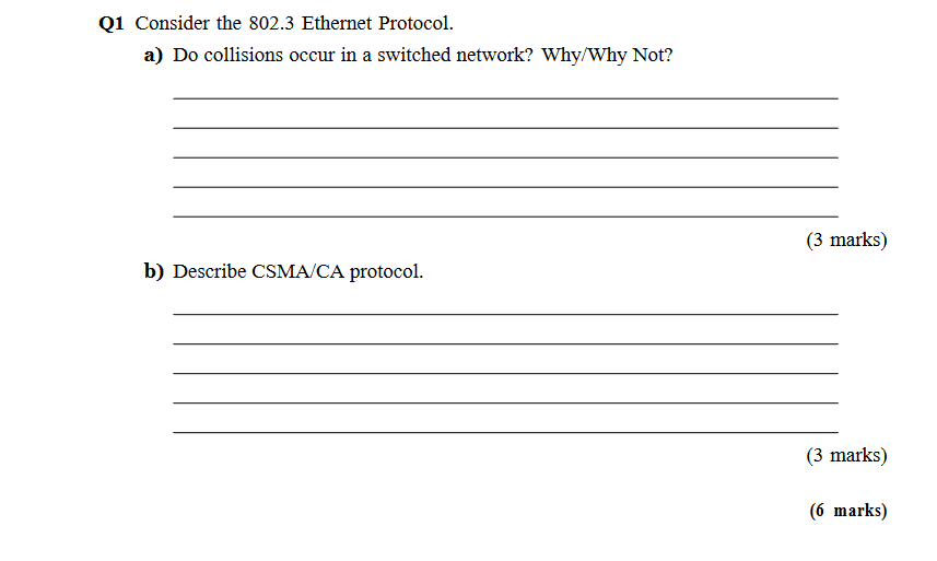 Solved b) Describe CSMA/CA protocol. | Chegg.com