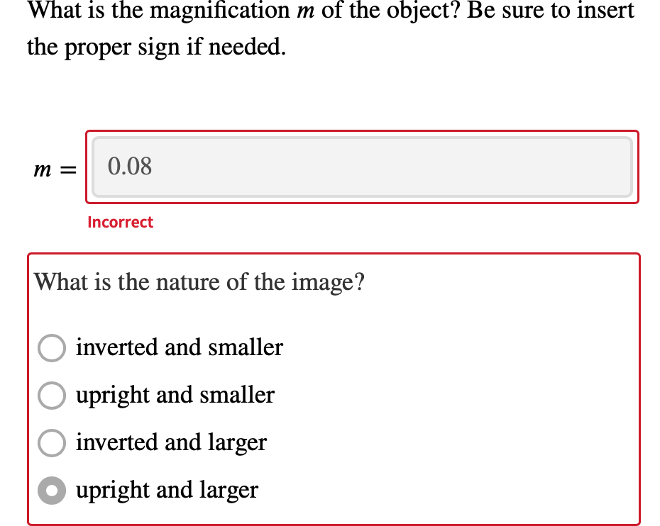 Solved Determine the image distance di for an object d. = | Chegg.com