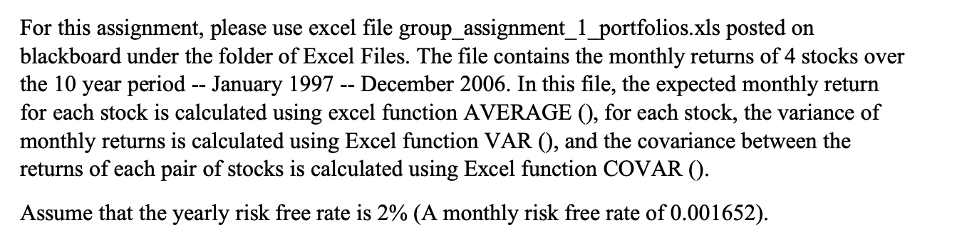 Solved For this assignment, please use excel file | Chegg.com