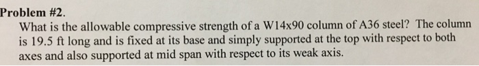 Solved Problem #2. What is the allowable compressive | Chegg.com