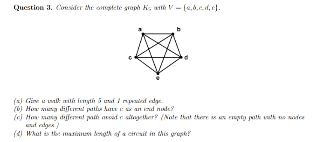 Solved Question 3. Consider the complete graph K; with V = = | Chegg.com