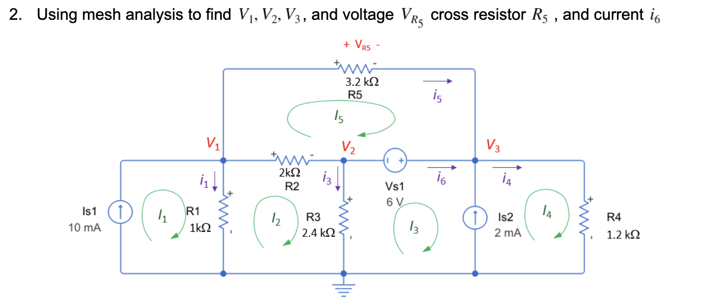 Solved 2. Using mesh analysis to find V1, V2, V3, and | Chegg.com