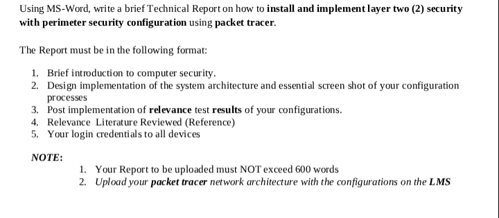Using MS-Word, write a brief Technical Report on how | Chegg.com