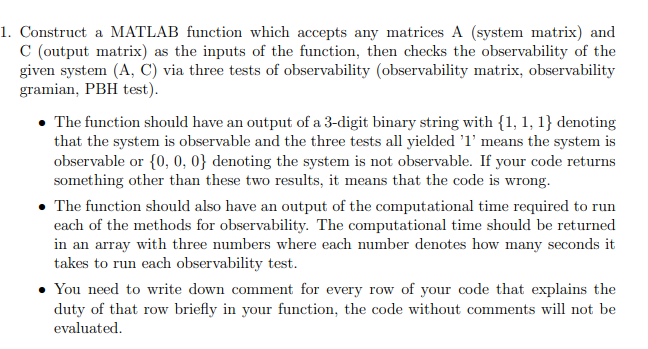 1. Construct a MATLAB function which accepts any | Chegg.com
