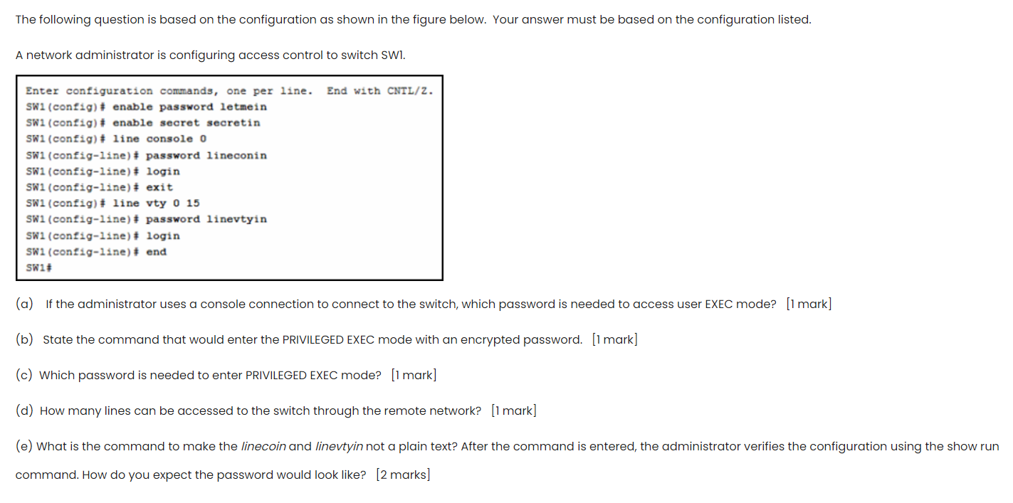 Solved The following question is based on the configuration | Chegg.com