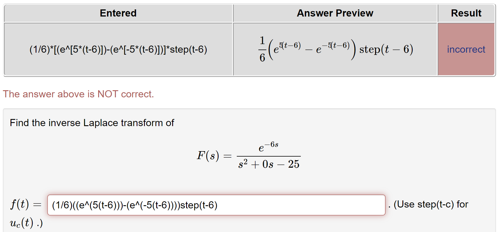 Solved The answer above is NOT correct. Find the inverse | Chegg.com