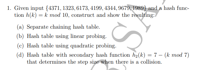 Solved Given input {4371,1323,6173,4199,4344,9679,1989} and | Chegg.com
