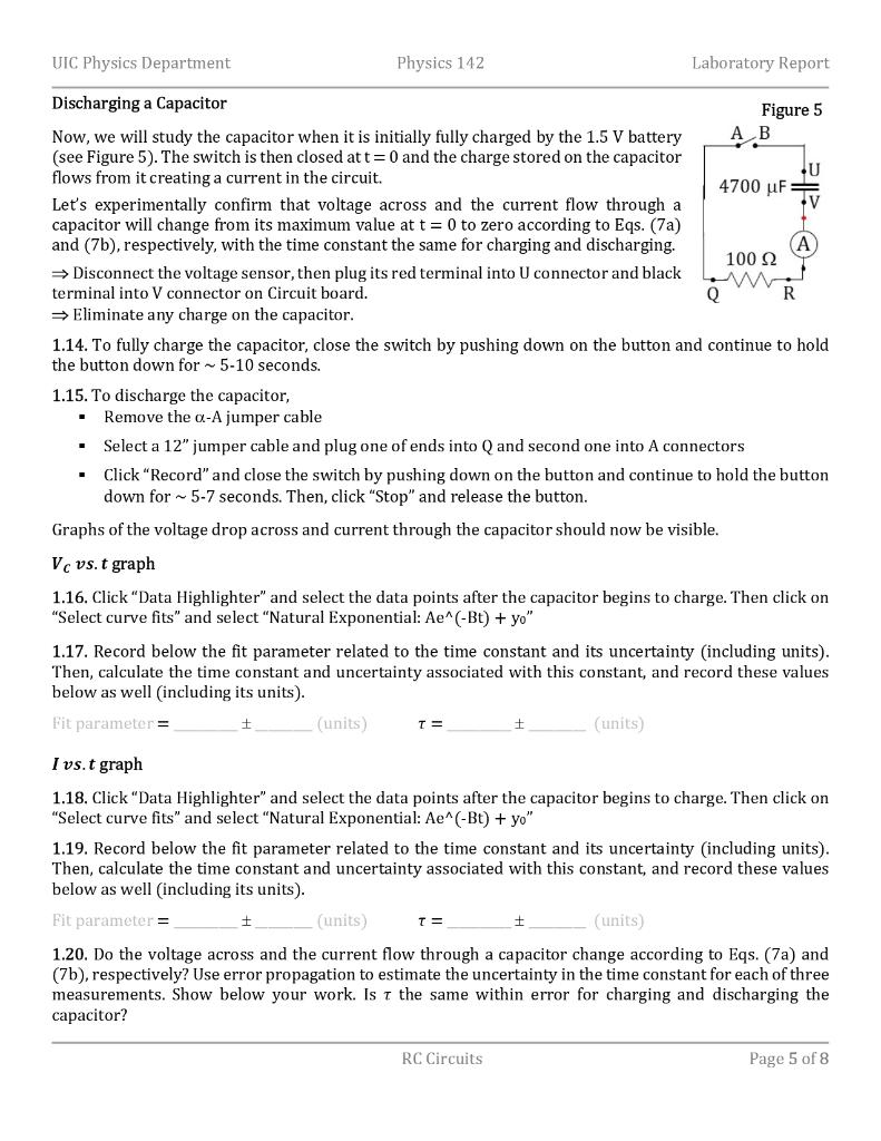 UIC Physics Department Physics 142 Laboratory Report | Chegg.com